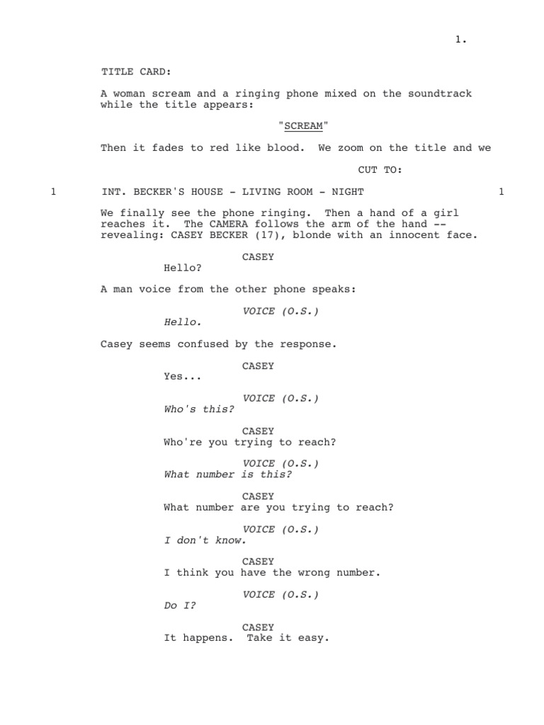 Scream - Rewritten Screenplay | PDF