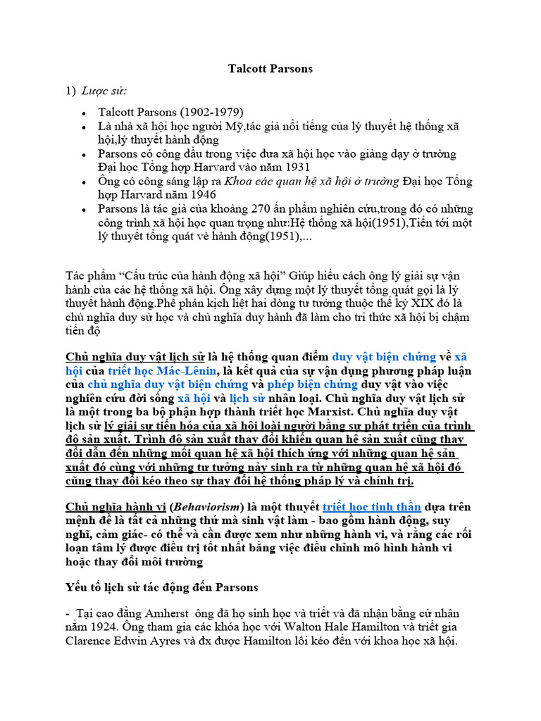 Talcott Parsons - Docx 6 | PDF