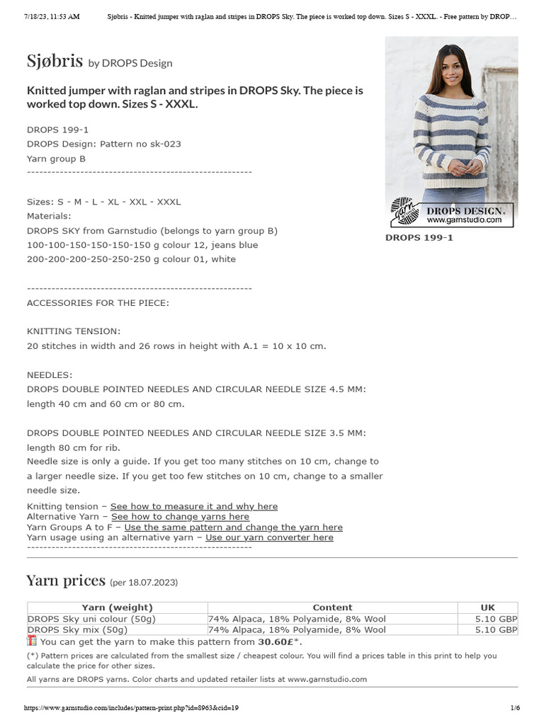 Sjøbris Raglan Jumper Pattern | PDF | Knitting | Knitting Needle