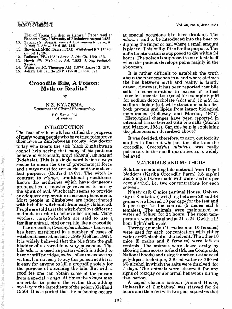 Crocodile Bile - A Poison Paper | PDF | Witchcraft | Poison