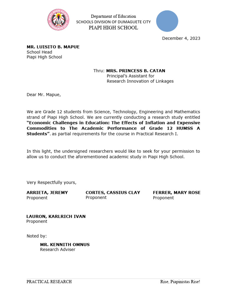 Letter of Request | PDF | Science