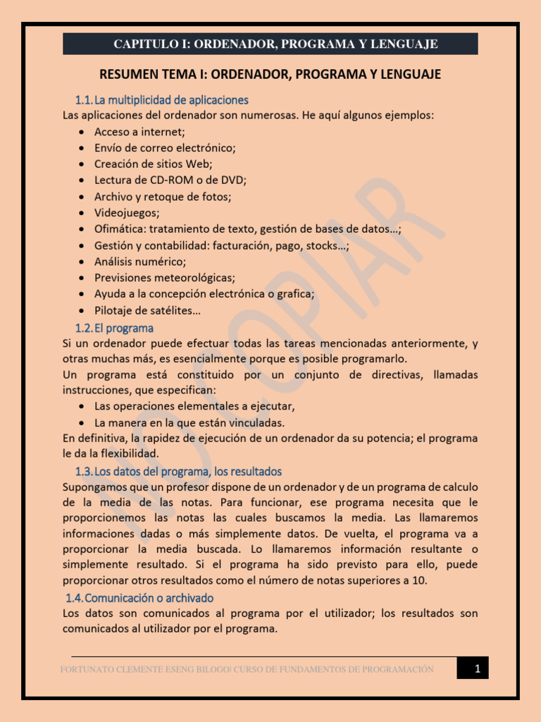 Resumen Tema 1 Fundamentos de Programacion | PDF | Lenguaje de programación | Programación