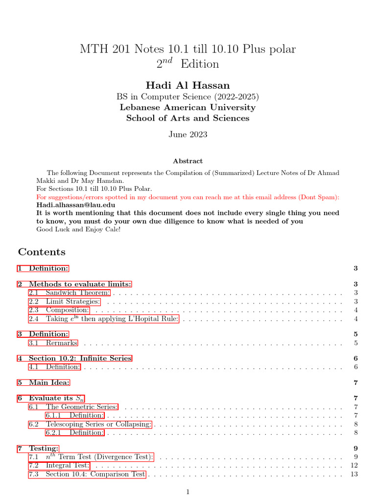 MTH_201_10_1_till_10_10_plus_Polar_Notes (1) | PDF | Series ...