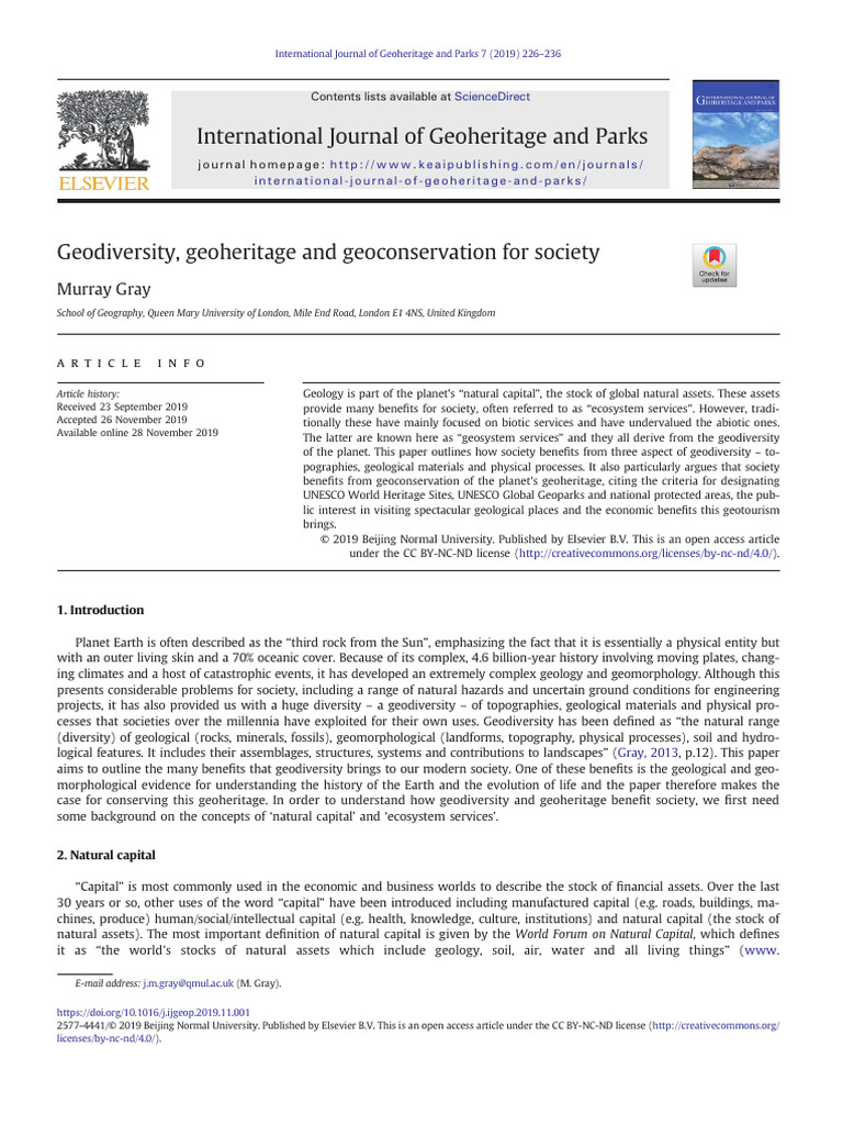 Geodiversity Geoheritage and Geoconser 2019 International Journal of ...