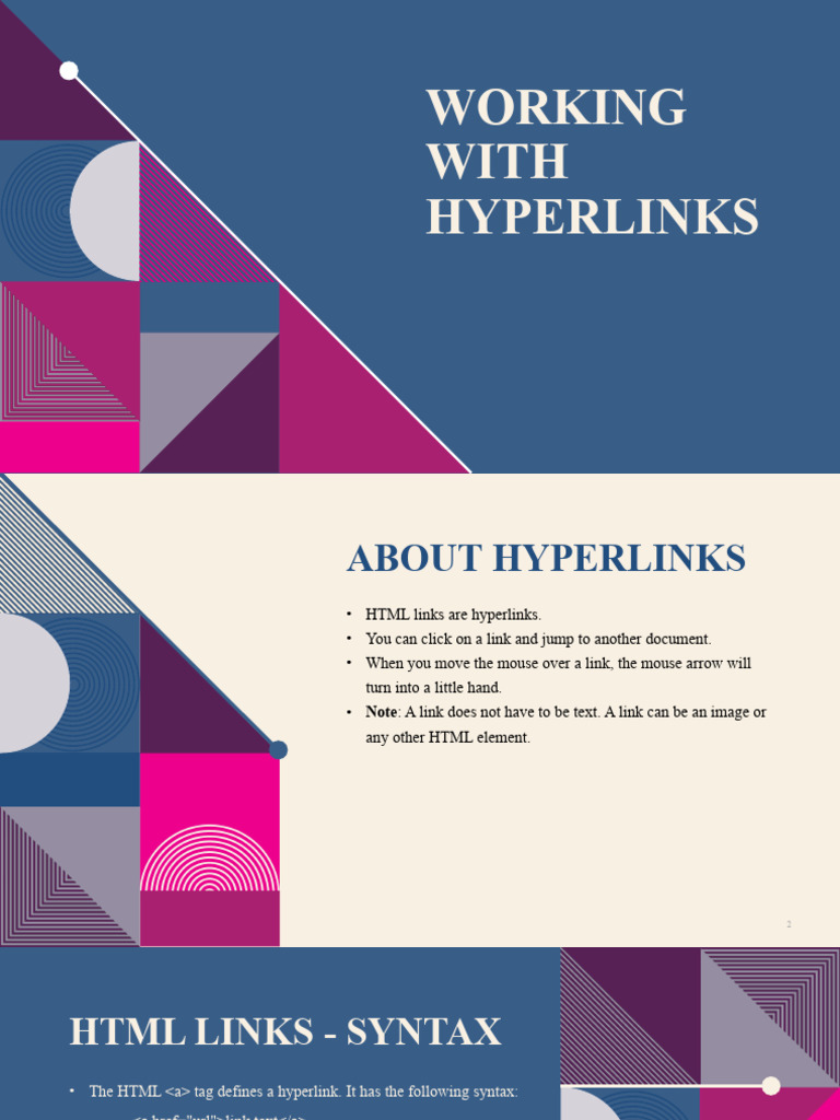 Working With Hyperlinks | PDF | Hyperlink | Html Element