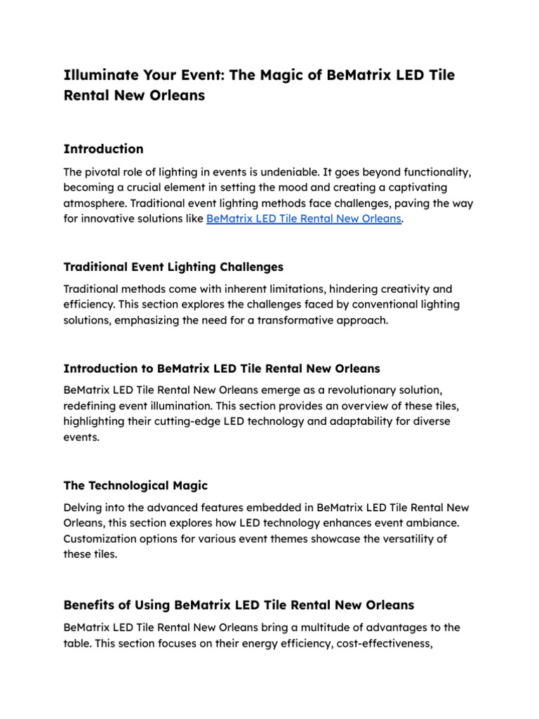 Illuminate Your Event - The Magic of BeMatrix LED Tile Rental New ...