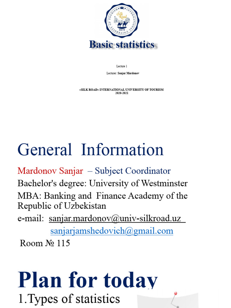 Lecture 1 Basic Statistics | PDF | Statistics | Sampling (Statistics)