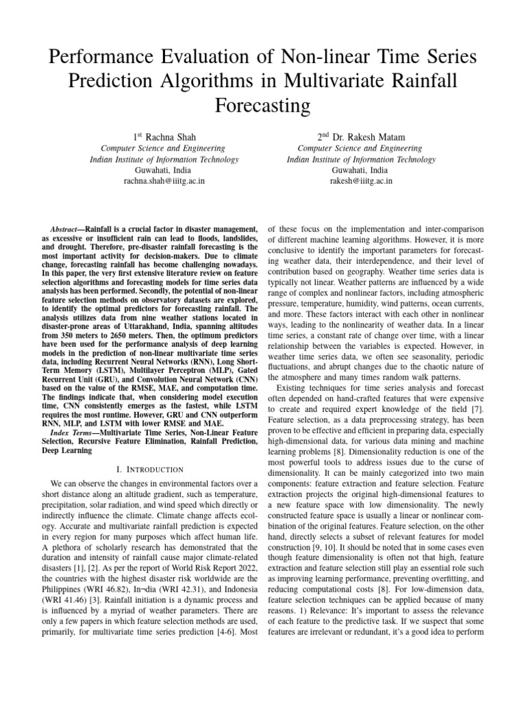 Performance Evaluation of Non-linear Time Series Prediction Algorithms in Multivariate-Multistep ...