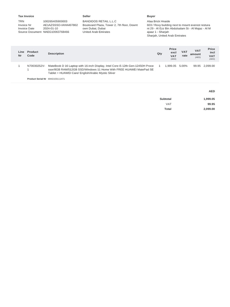 NAEG10063768466 Invoice | Download Free PDF | Value Added Tax ...