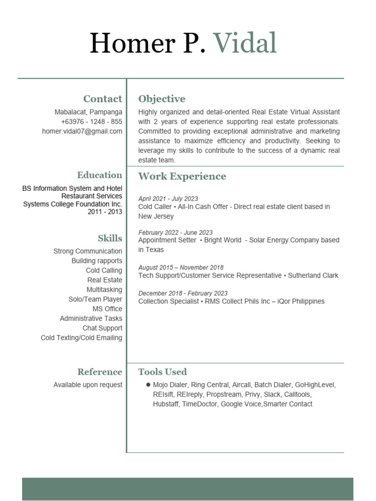 Homer-Resume 072023 | PDF