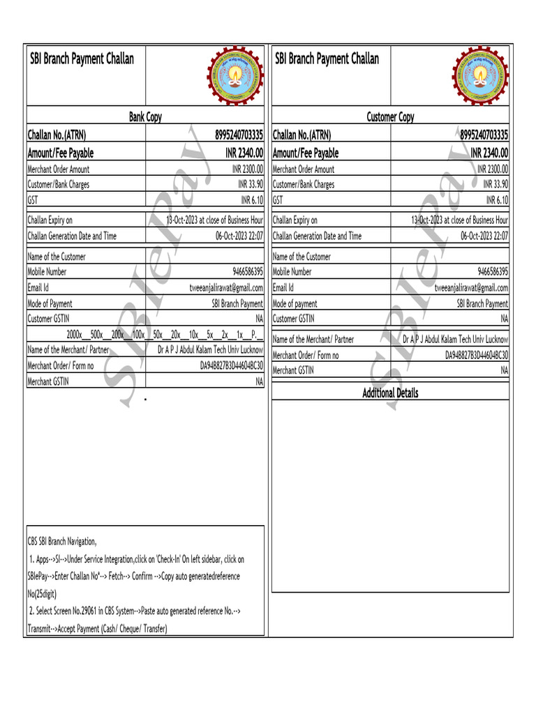 Sbiepay Sbiepay: Sbi Branch Payment Challan Sbi Branch Payment Challan ...