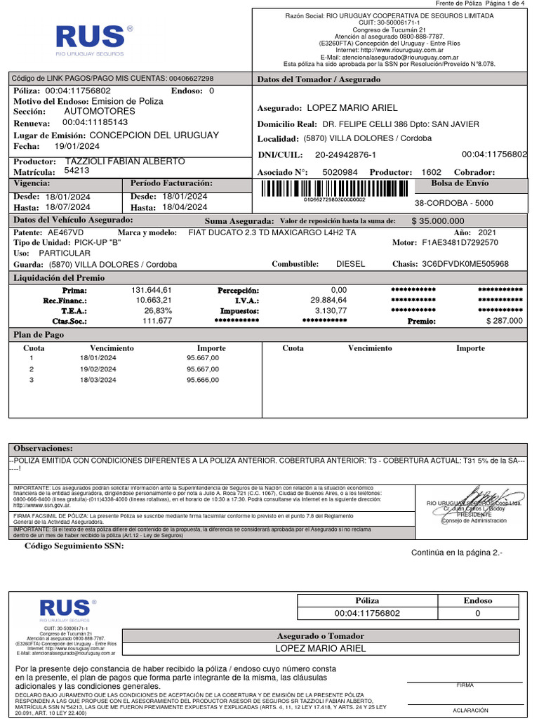 Po Liza Complet A 11756802 | PDF | Póliza de seguros | Seguro