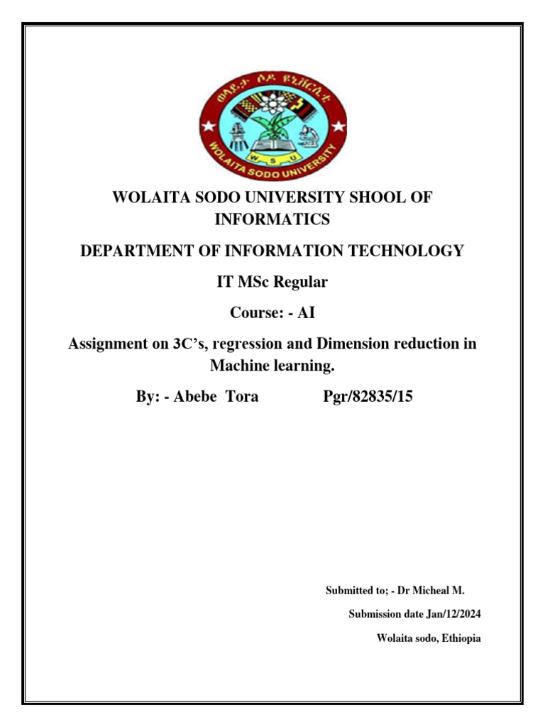 3C's, Regression and Dimension Reduction in Machine Learning. | PDF | Machine Learning ...