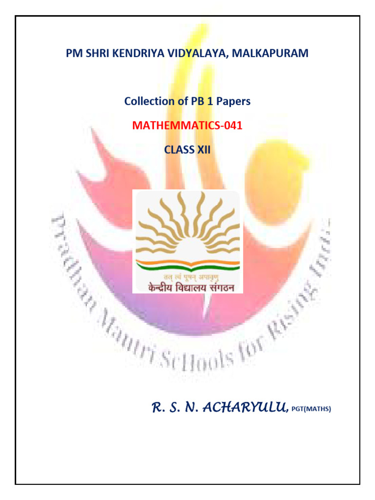 Kvs Pb1 Maths Papers | PDF | Euclidean Vector | Equations