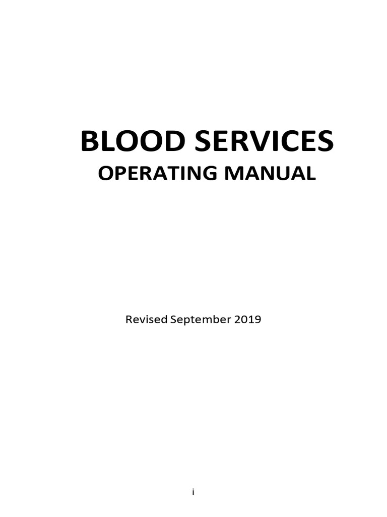 NBS Operating Manual 2019 V2 | PDF | Blood Donation | Waste