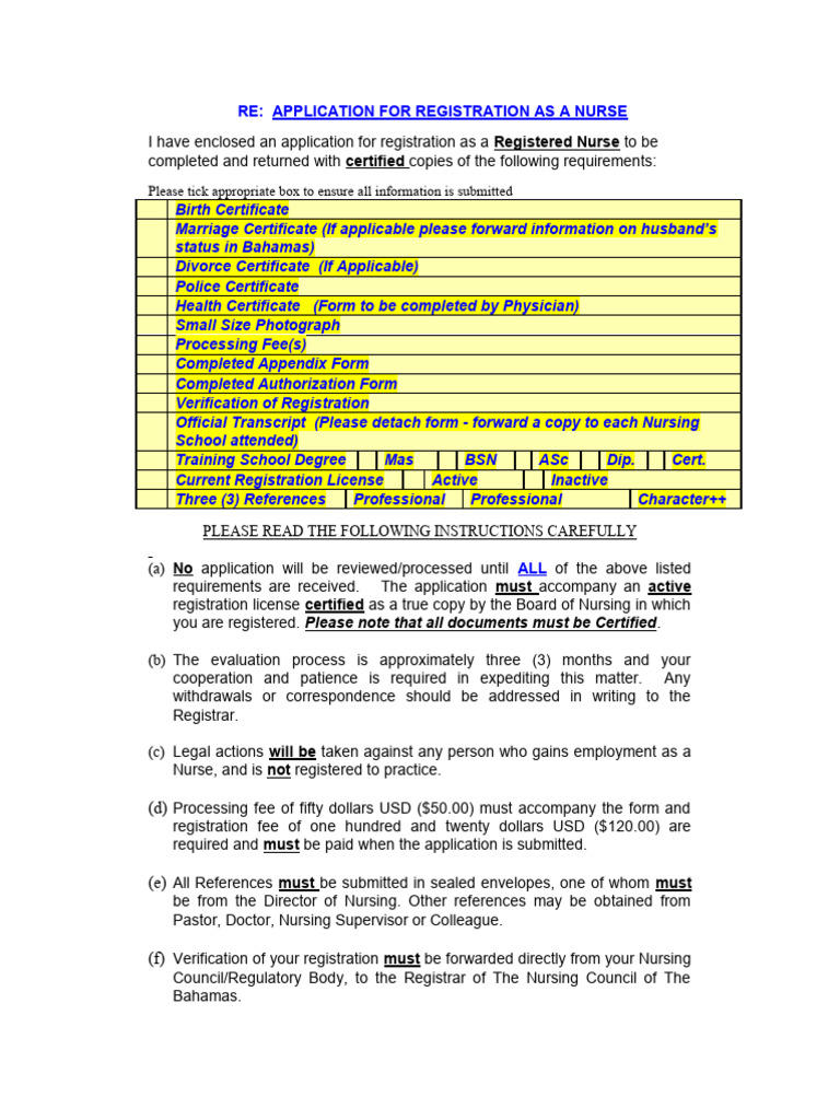 Application Form For RN 1 | PDF | Nursing | Health Care