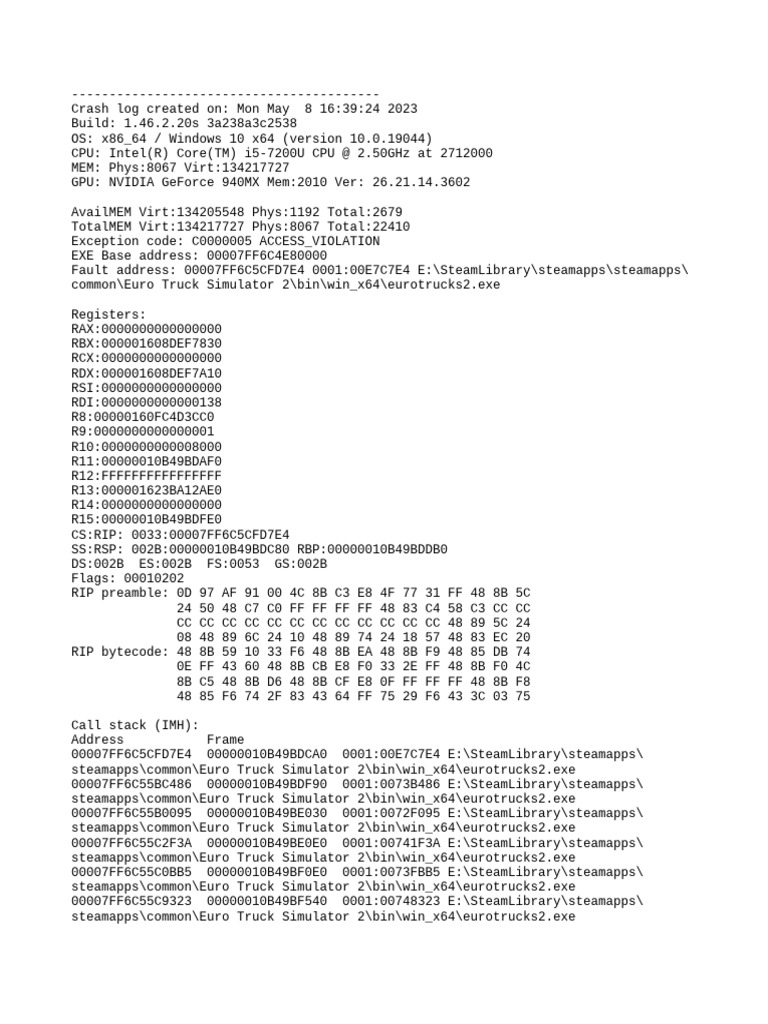 Game Crash | PDF | Computer Science | X86 Architecture