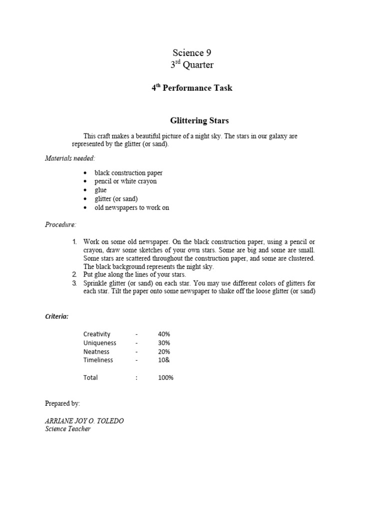 Science 9 4th Performance Task Q3 1 | PDF