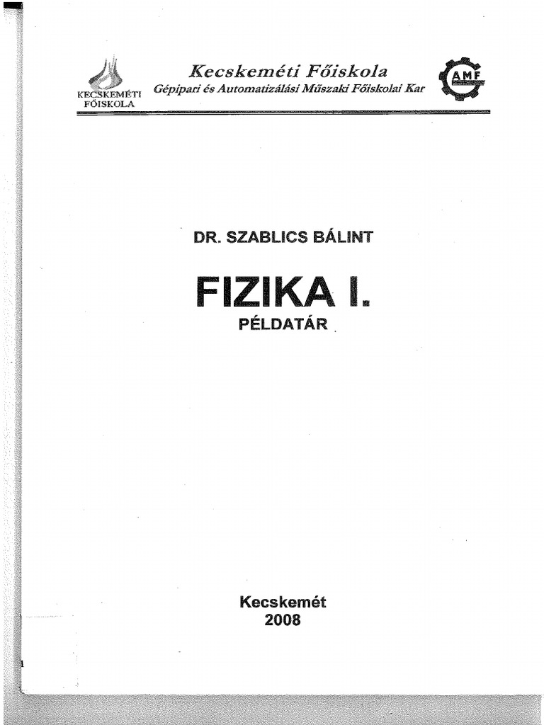 Fizika I. Példatár | PDF