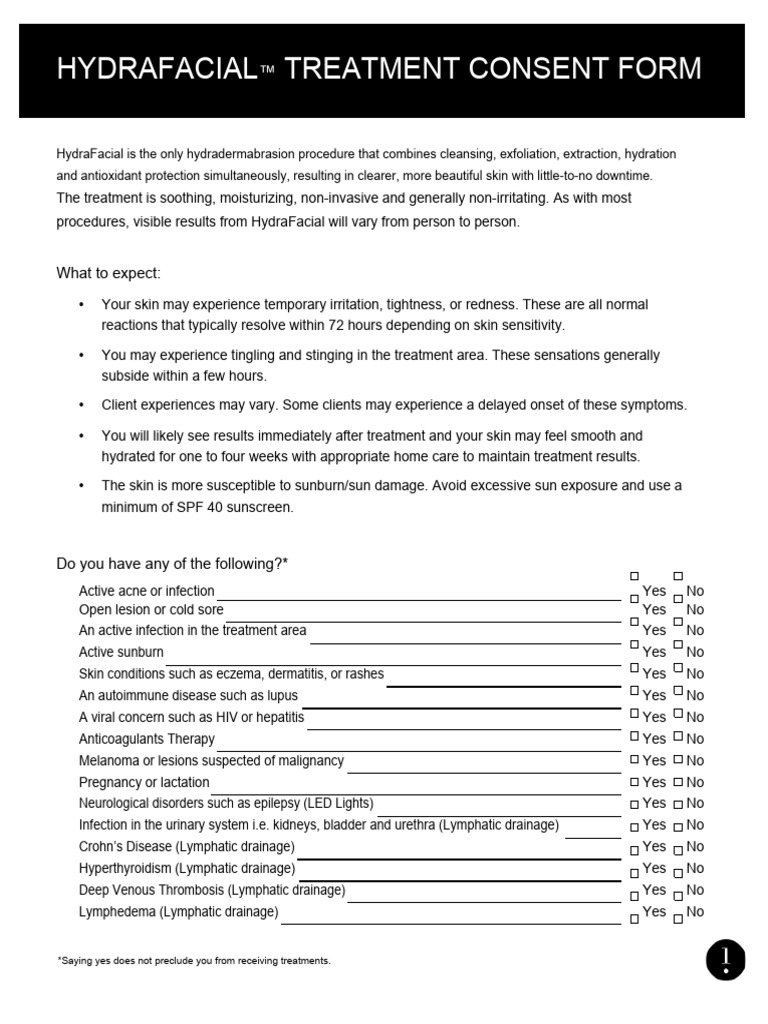 Facial Consent Form 07 | PDF | Dermatitis | Sunscreen