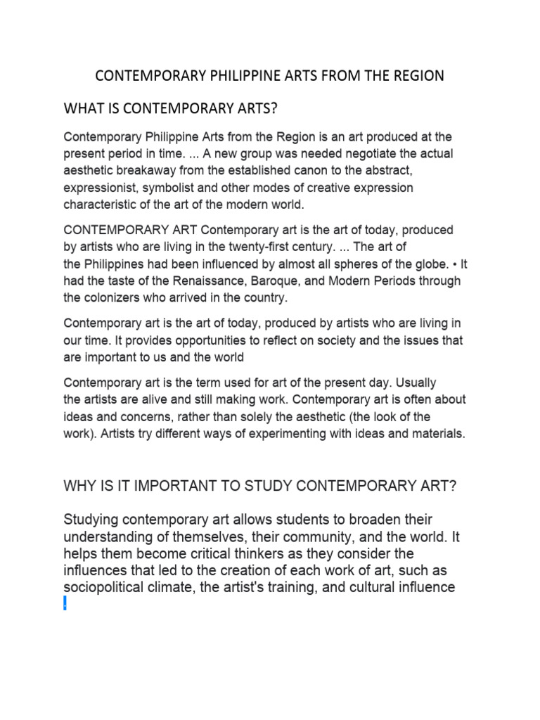 Meaning of Contemporary Arts | PDF