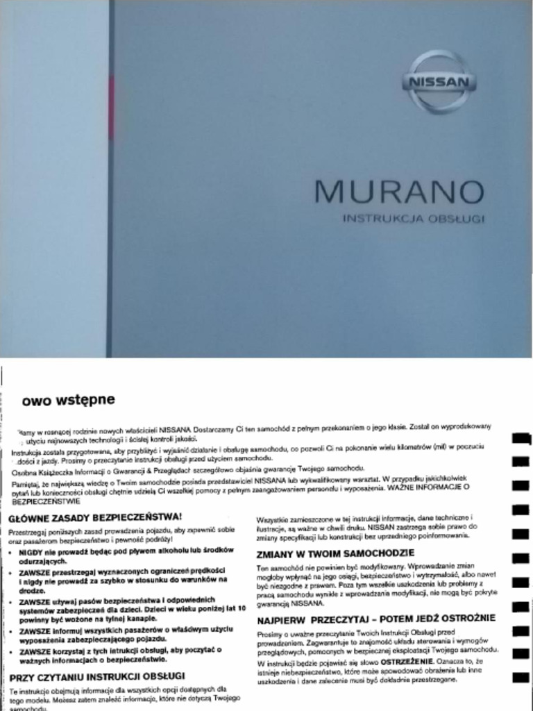 Nissan Murano Z50 Instrukcja PL | PDF
