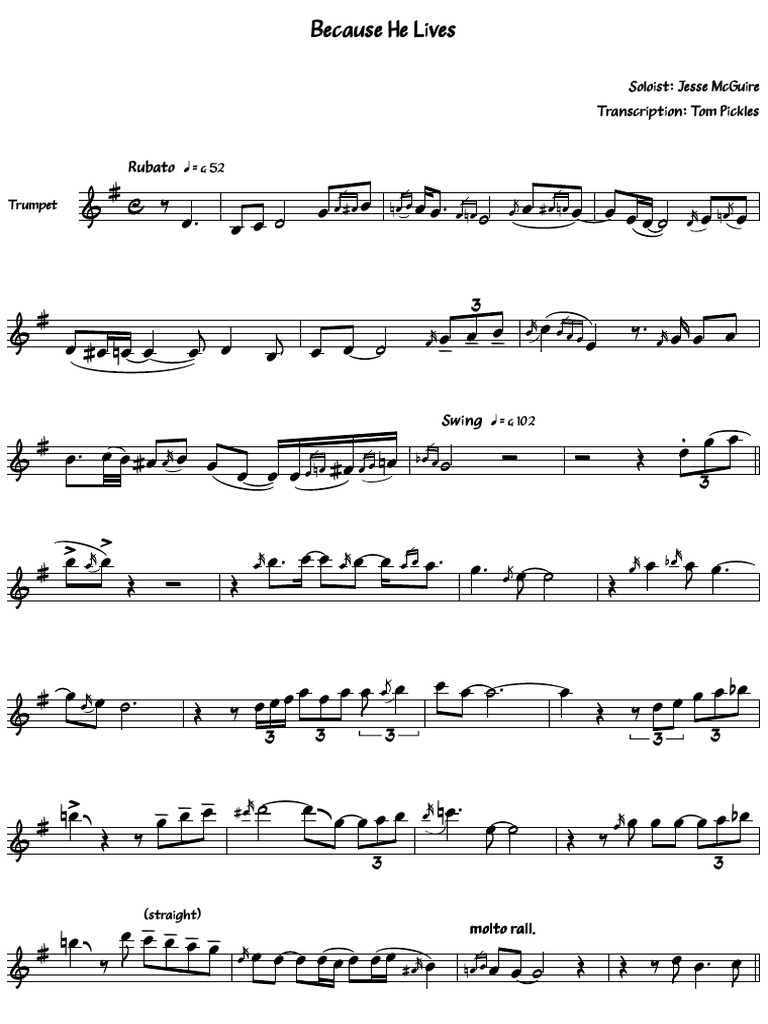 Because He Lives - Trumpet (FULL) | PDF