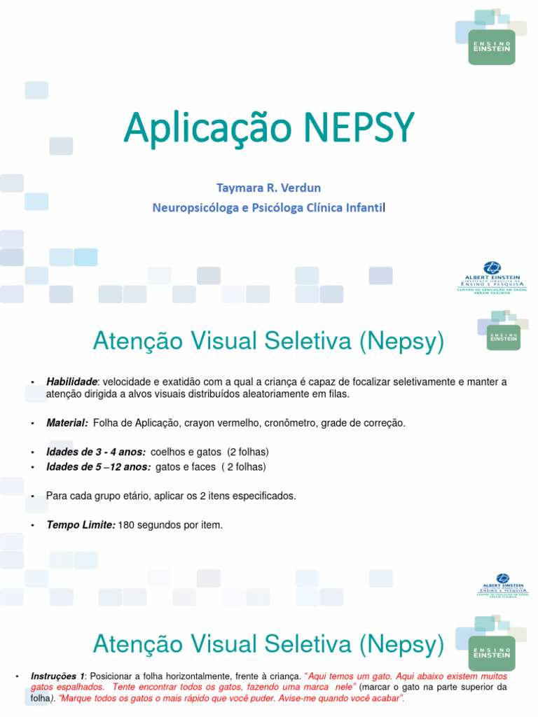Aplicação do Teste NEPSY para Crianças | PDF | Tempo | Gatos