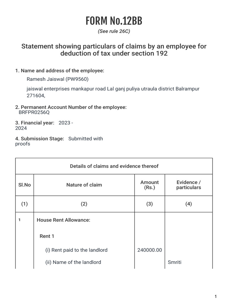 FORM 12BB PW9560 2 | PDF