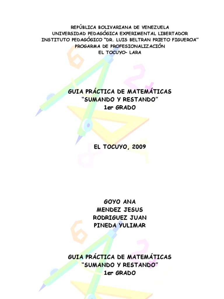 Sumando y Restando 1er Grado | PDF | Sustracción | Números