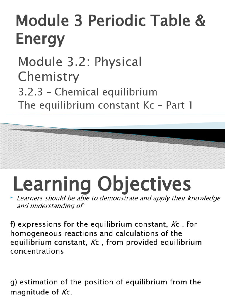 Chemical Equilibrium - The Equilibrium Constant KC Part 1 | PDF ...