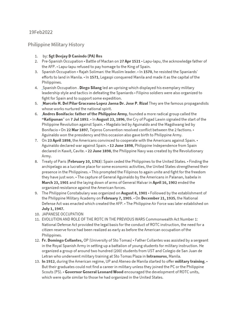 Military History | PDF | Philippines | Military