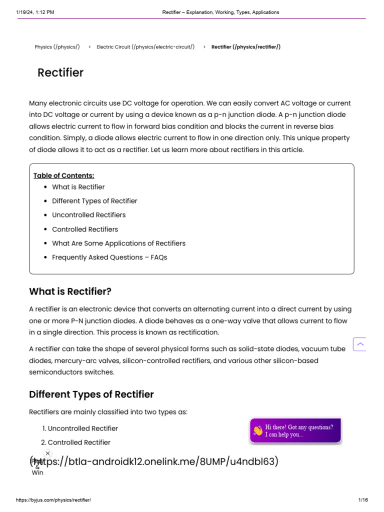 Rectifier - Explanation, Working, Types, Applications | PDF | Rectifier ...