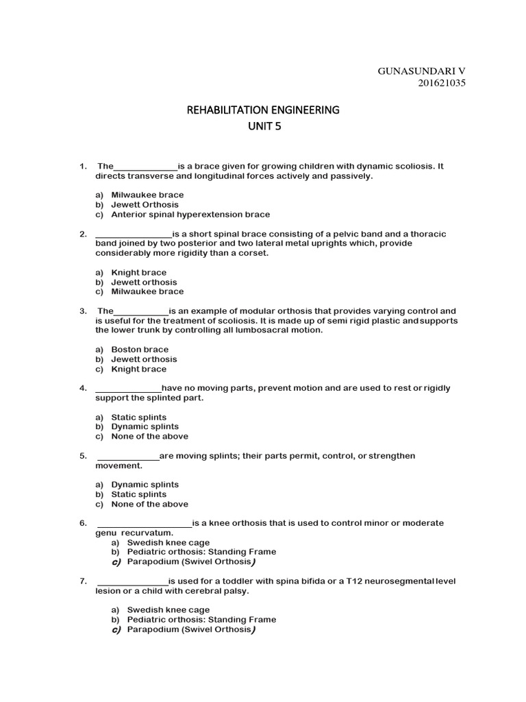 Rehab Unit 5 | PDF | Knee | Anatomical Terms Of Motion