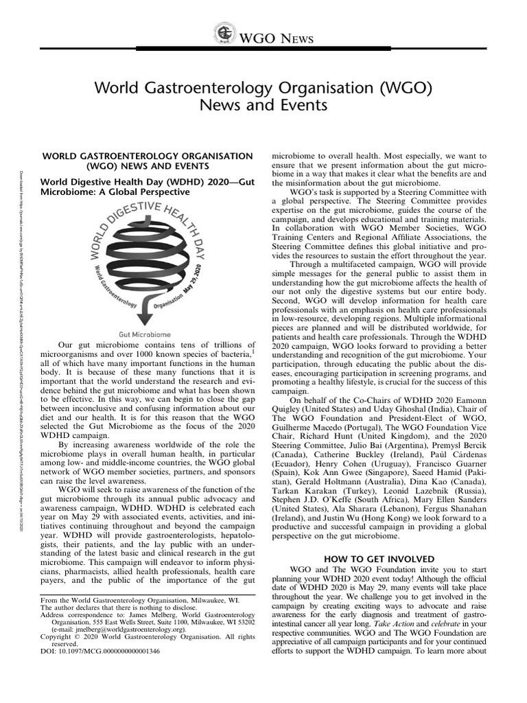 World Gastroenterology Organisation WGO News And.1 | PDF