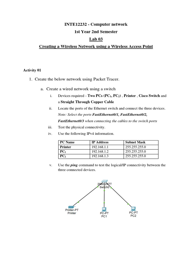 INTE12232 - Computer Network I - Lab 03 - WLAN | Download Free PDF | Wireless Lan | Computer Network
