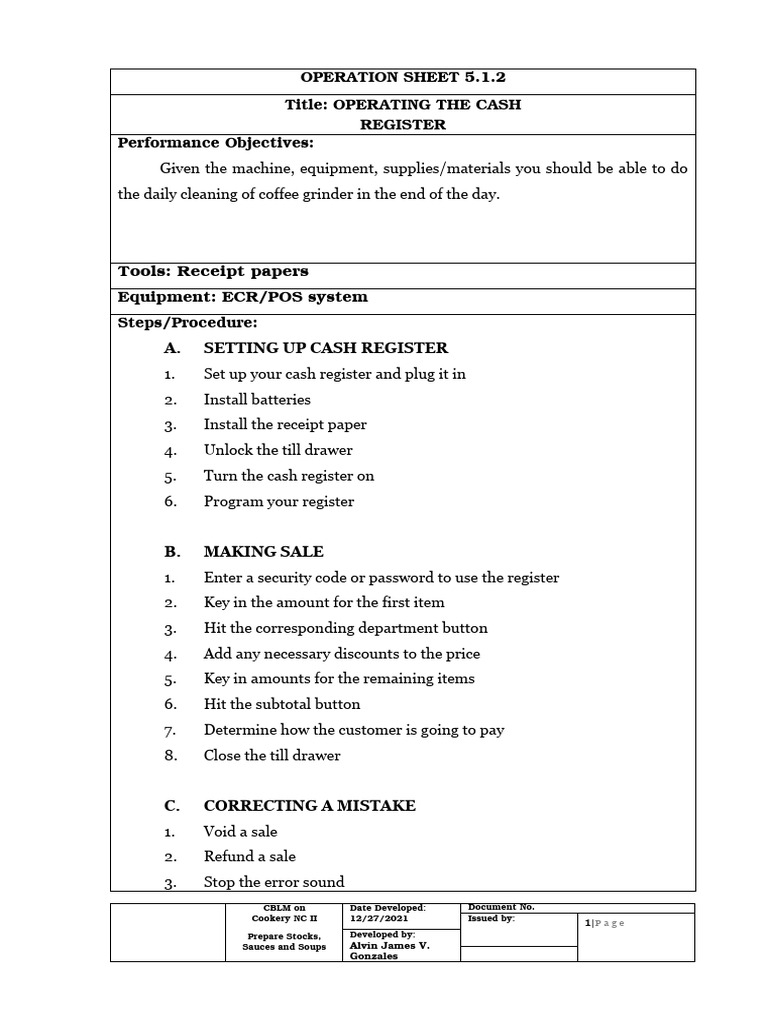 Operation Sheet | PDF | Business | Service Industries