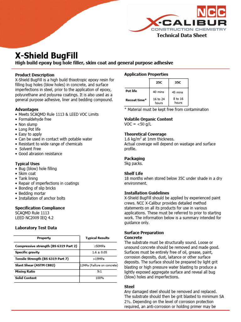 X-Shield BugFill | PDF | Epoxy | Concrete