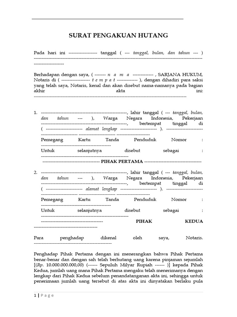 Surat Pengakuan Hutang | PDF