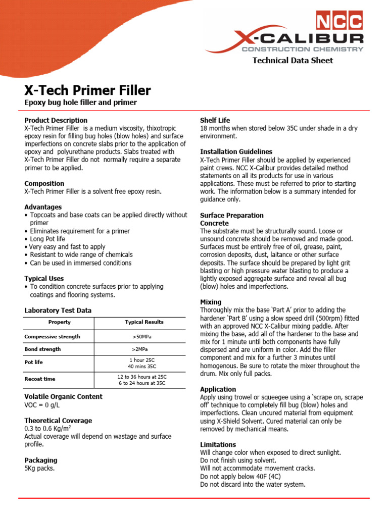 X-Tech Primer Filler | PDF | Epoxy | Paint