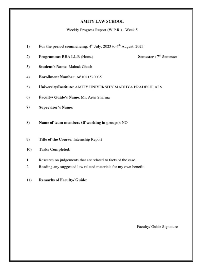 Week 5 Mainak Ghosh | PDF | Experience | Internship