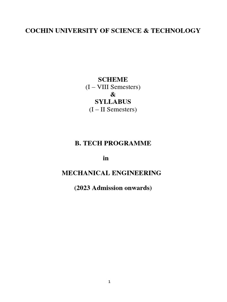 B Tech ME Scheme and Syllabus 2023 | PDF | Integral | Differential ... B Tech ME Scheme and Syllabus 2023 | PDF | Integral | Differential ...