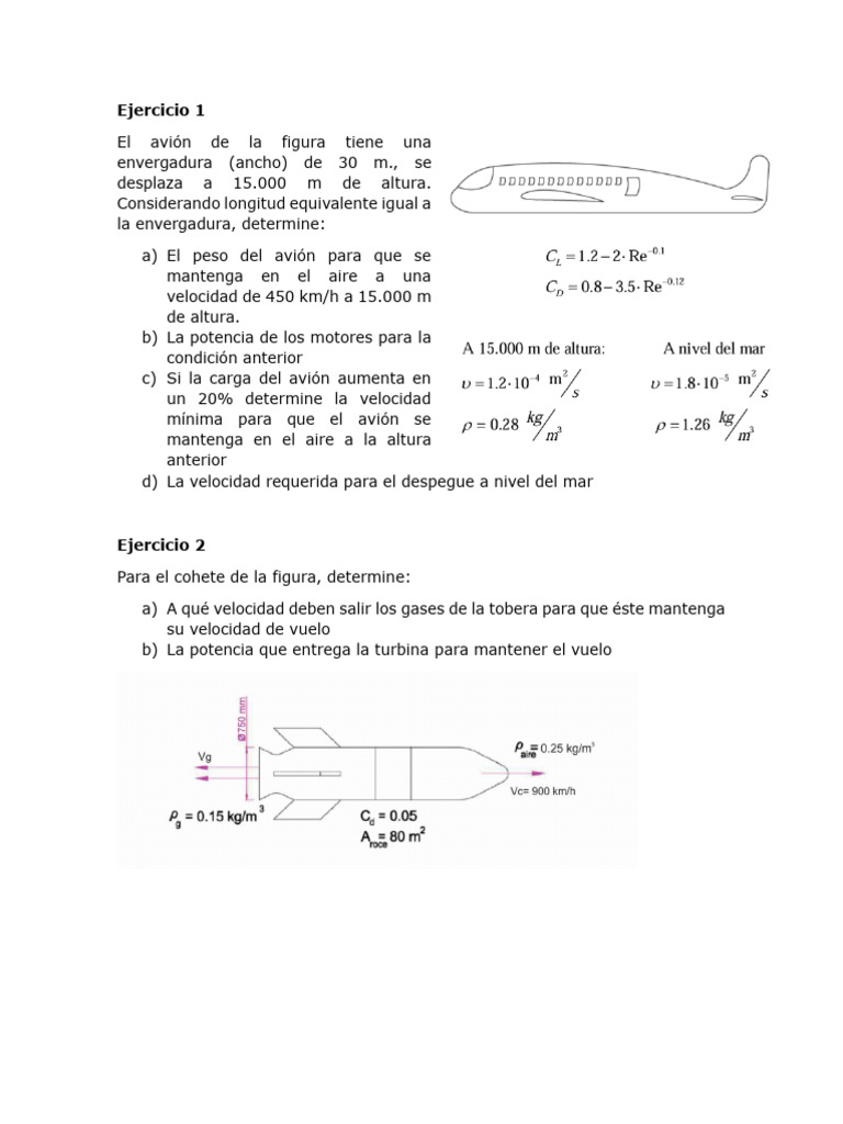 ejercicios varios | PDF | Avión | Quitarse