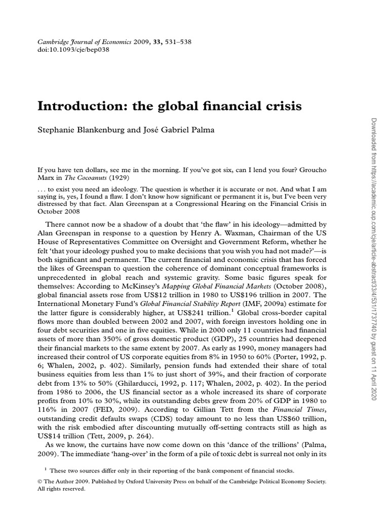 Introduction The Global Financial Crisis Pdf John Maynard Keynes