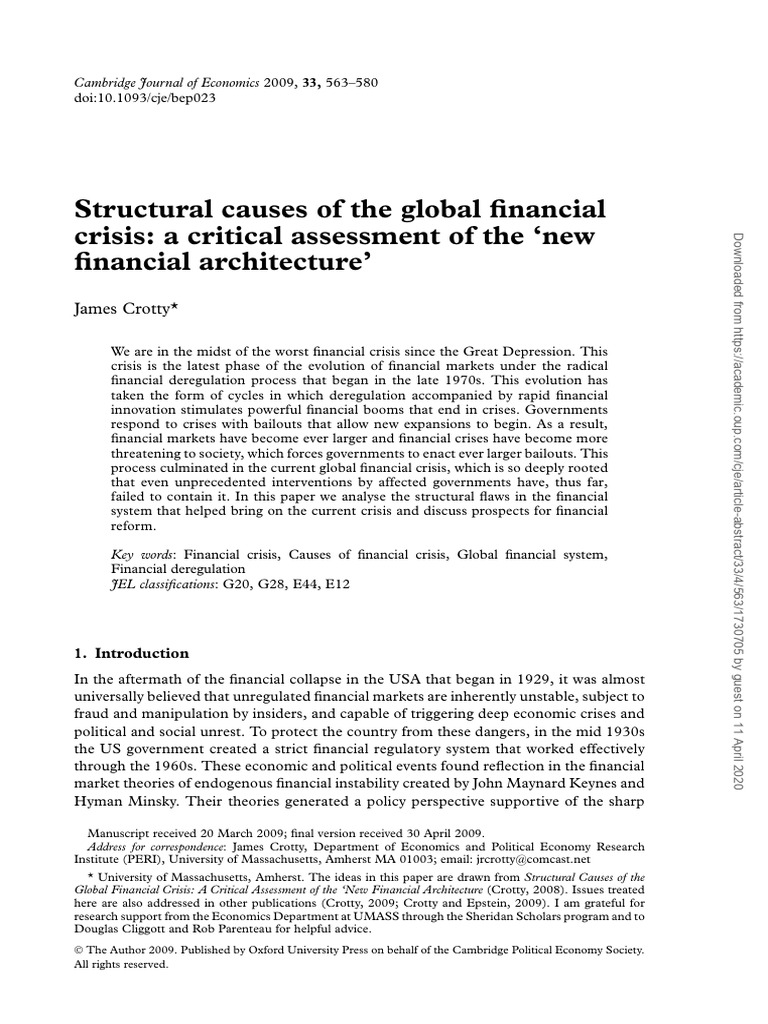 Structural Causes of The Global Financial Crisis A Critical Assessment ... Structural Causes of The Global Financial Crisis A Critical Assessment ...
