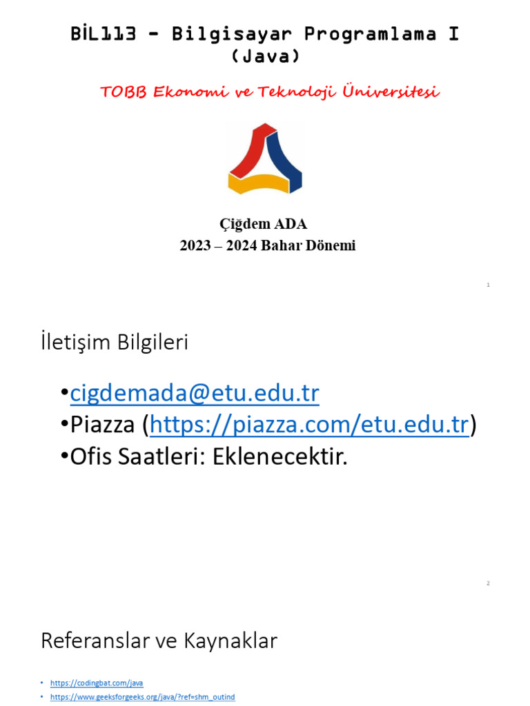 BIL113 Hafta2 Ders1 | PDF