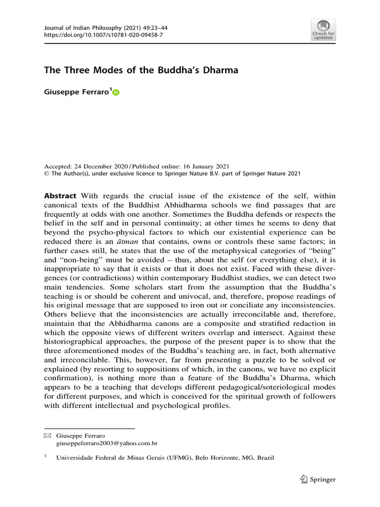The Three Modes of the Buddha's Dharma | PDF | Nāstika | Āstika