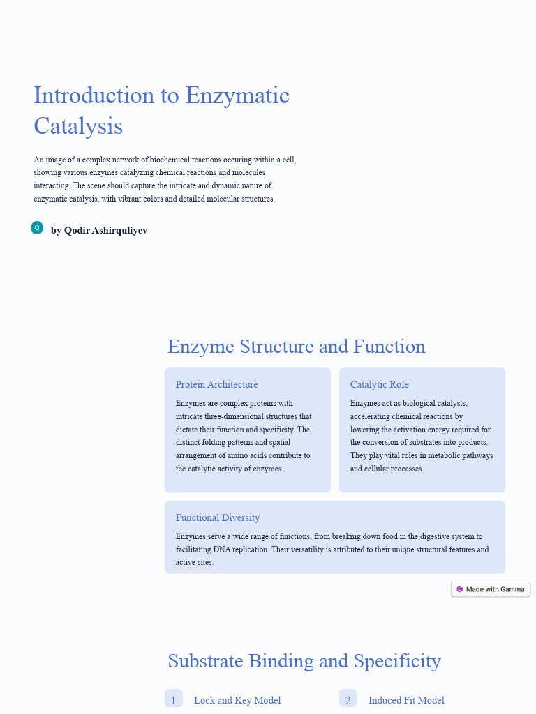 Introduction To Enzymatic Catalysis | PDF | Enzyme | Active Site