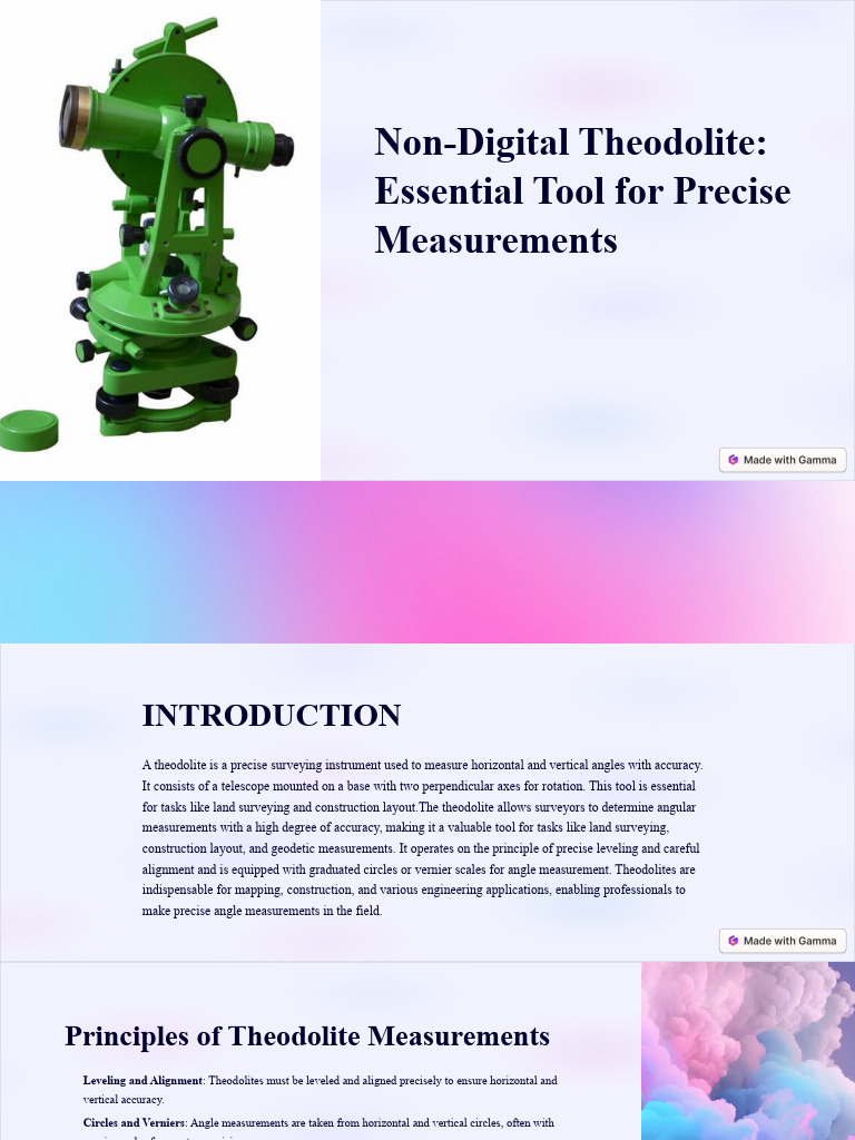 Non Digital Theodolite Essential Tool For Precise Measurements | PDF