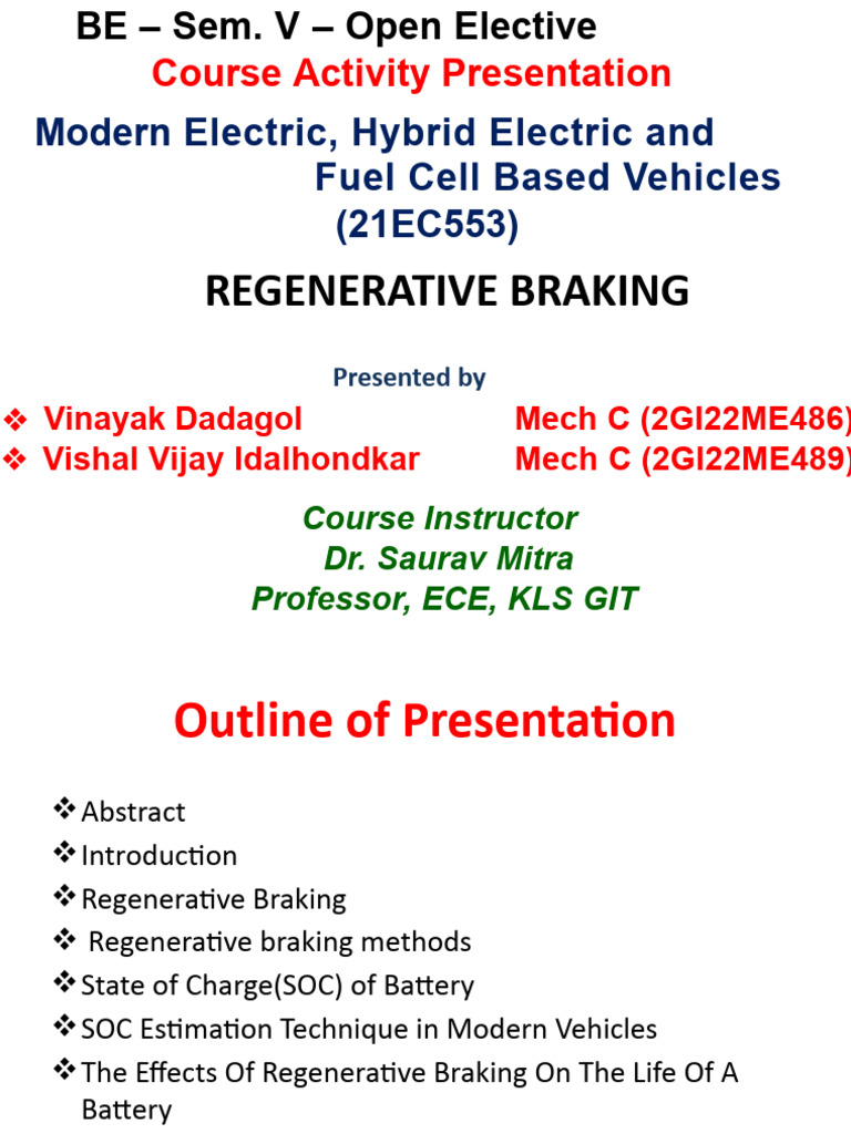 Regenerative Braking | PDF | Electric Vehicle | Brake